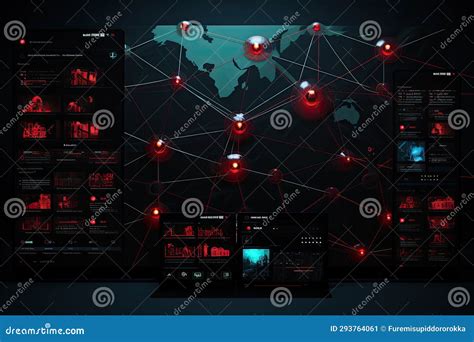 Screen With Network Topology And Threats Cyber Security Data Protection Business Technology