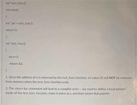 Solved Int Test Funco Int Main { Int Ptr Test Func