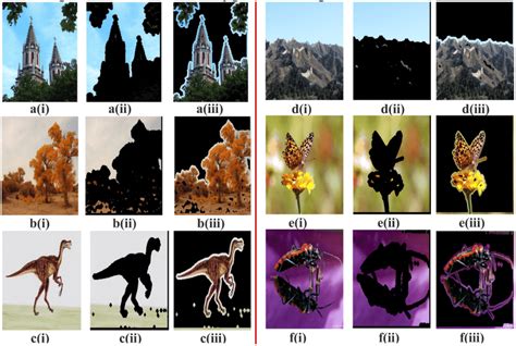 final extracted texture and colour regions of six differentimages after