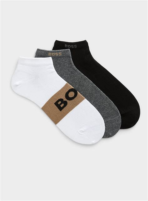 Small Large Logo Ped Socks 3 Pack Boss Simons