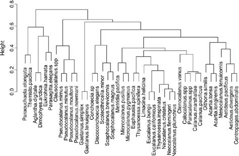 Cluster Dendrogram Based On Functional Traits Using Average Linkage