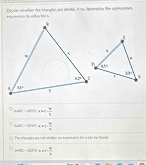 solved decide whether the triangles are similar if so determine the