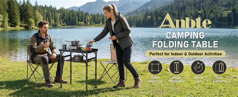 Anbte 2ft Small Folding Camping Table Waterproof Flat