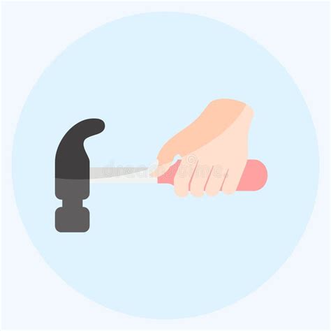 Icon Holding Hammer Suitable For Hand Actions Symbol Flat Style Simple Design Design