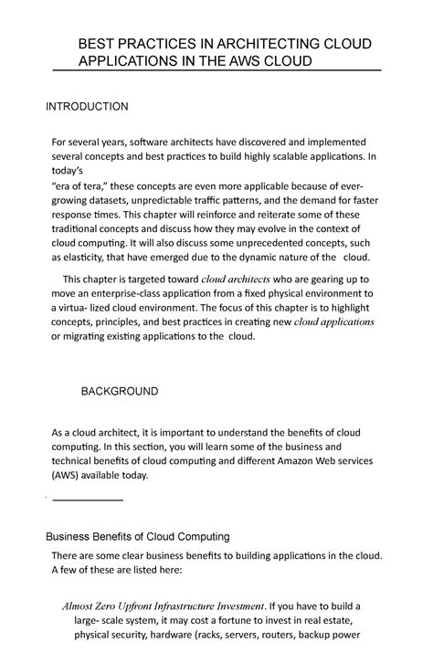 best practices in architecting cloud applications in the aws cloud
