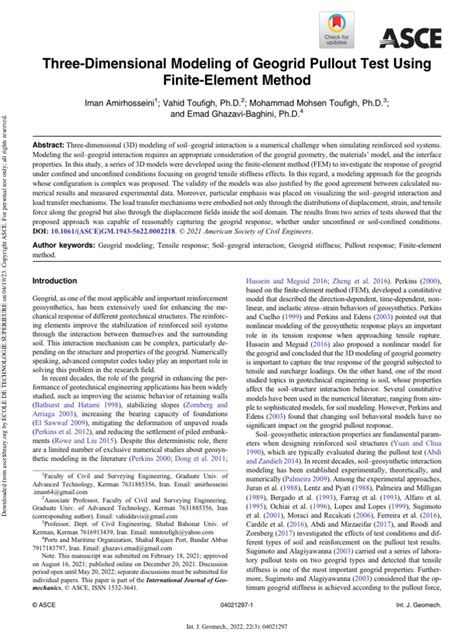 2021 Amirhosseini Et Al Three Dimensional Modeling Of Geogrid Pullout
