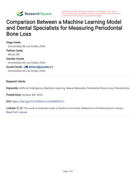 Pdf Comparison Between A Machine Learning Model And Dental