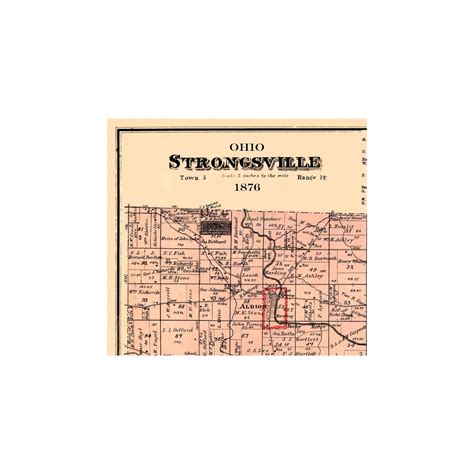 Historic City Map Strongsville Ohio Titus 1876 2525 X 23 Vint