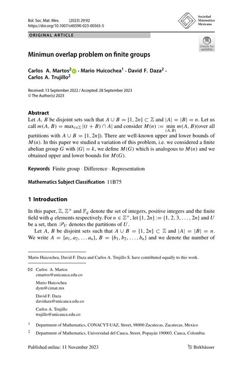 Pdf Minimun Overlap Problem On Finite Groups