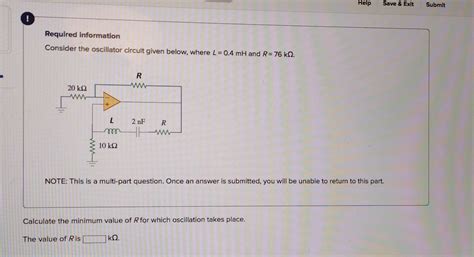 Solved Required Information Consider The Oscillator Circuit