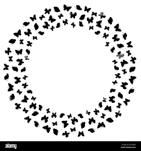 Cute Butterflies Silhouette Round Frame Flying Summer Insects Round