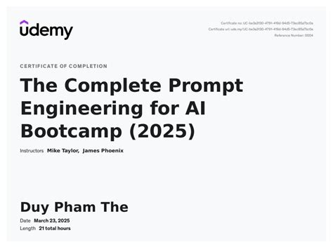 Udemy Course Completion Certificate Duy Pham