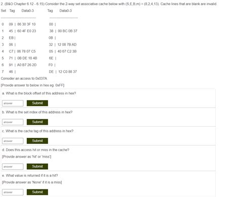Solved 2 B O Chapter 6 12 6 15 Consider The 2 Way Set Chegg Com