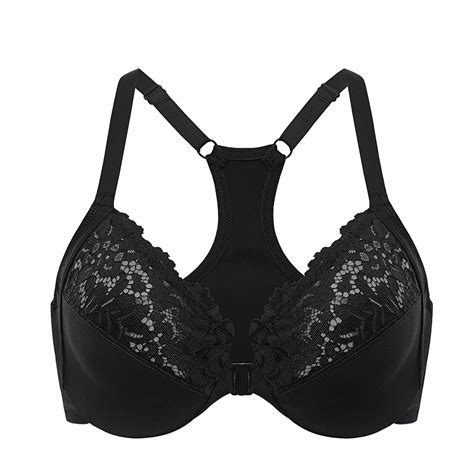 Delimira Womens Racerback Front Closure Bras Lace Plus Size Full
