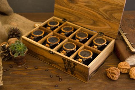 Деревянная Шкатулка для Мужских Женских Часов и Украшений Подарок Парню Мужу Девушке Жене