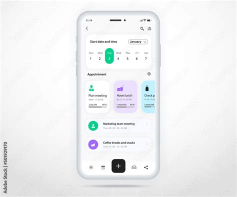 Mobile App Calendar Planner Concept Appointment Calendar Template Ui Ux Smartphone Calendar