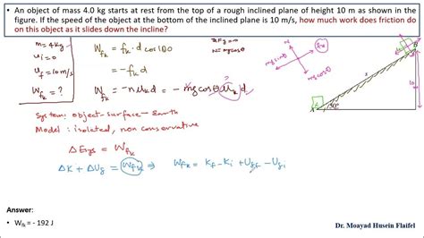 Work Done By Friction For An Object Sliding Down An Inclined Plane Youtube
