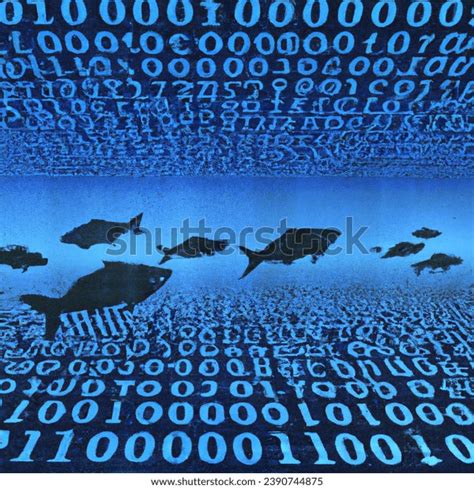 Digital Ocean Made Digits Matrix Fish Ai Generated Image 2390744875