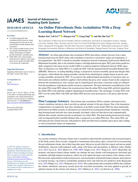Pdf An Online Paleoclimate Data Assimilation With A Deep Learning‐based Network