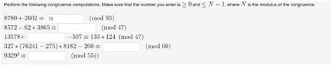 solved perform the following congruence computations