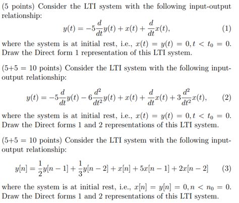 Solved 5 Points Consider The Lti System With The Following