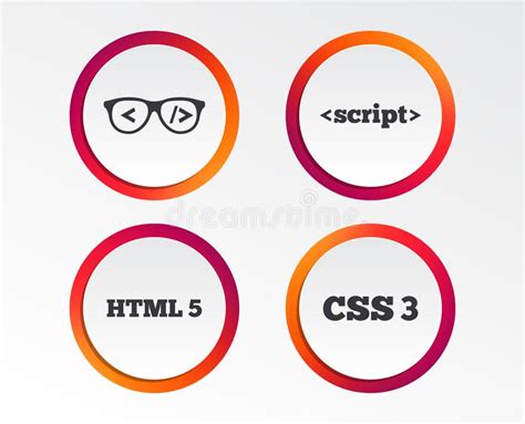 Programmer Coder Glasses Html Markup Language Stock Vector
