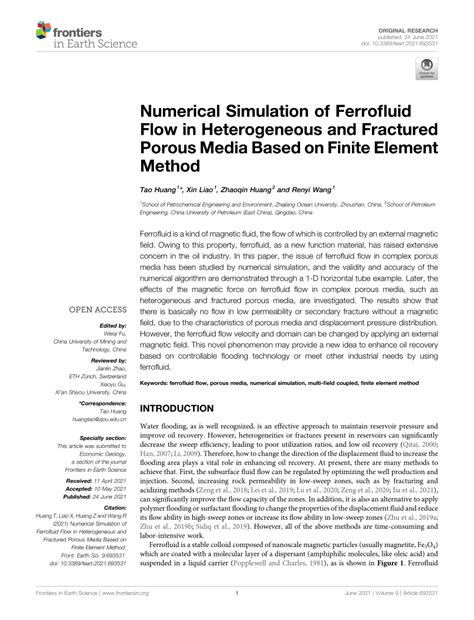 Pdf Numerical Simulation Of Ferrofluid Flow In Heterogeneous And