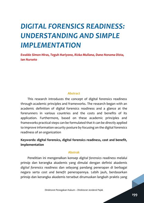 PDF DIGITAL FORENSICS READINESS UNDERSTANDING AND SIMPLE IMPLEMENTATION