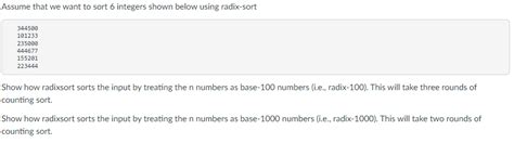 Solved Assume That We Want To Sort Integers Shown Below Chegg Com
