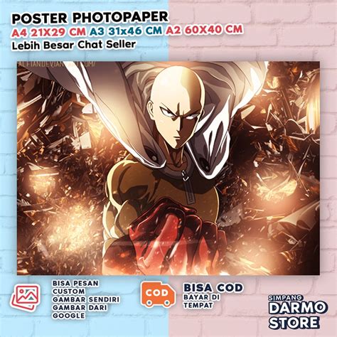 Poster One Punch Man Anime Wibu Super Hero Saitama Genos Fubuki Silver