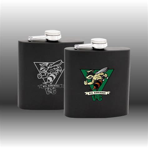 Matte Black Flask With Military Insignia