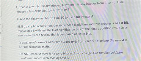 Solved I Choose Any N ﻿bit Binary Integer A ﻿where N ﻿is