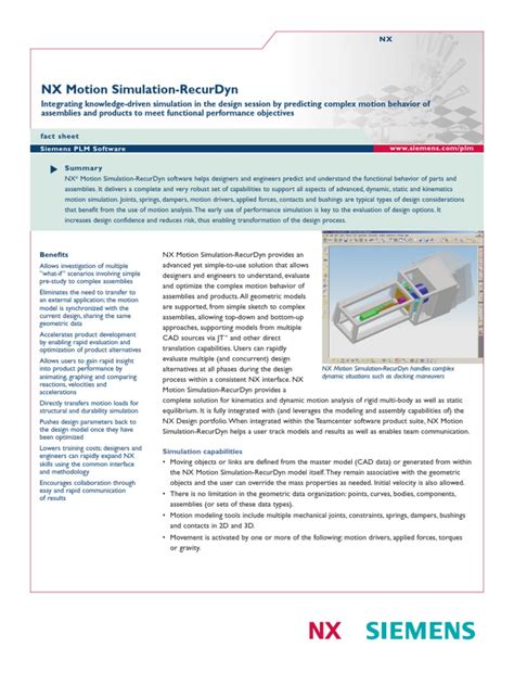 Nx Motion Simulation Pdf Simulation Computer Aided Design