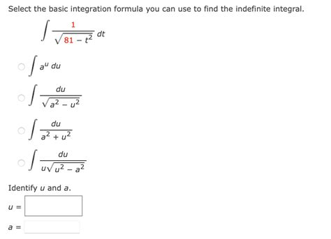 Solved Select The Basic Integration Formula You Can Use To