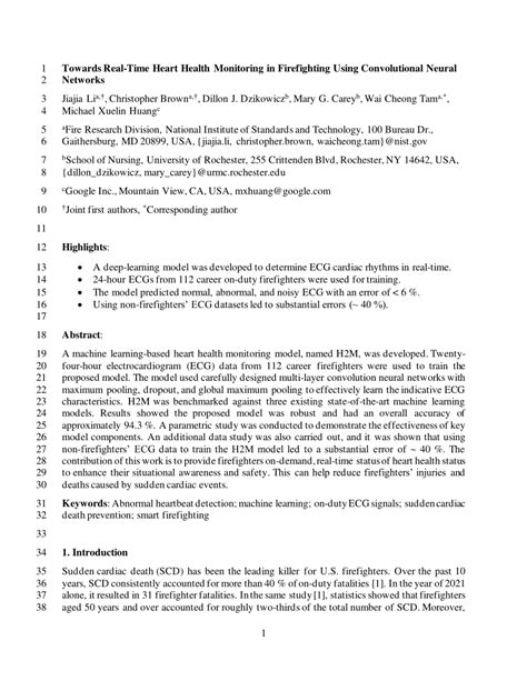 Pdf Towards Real Time Heart Health Monitoring In Firefighting Using Convolutional Neural Networks