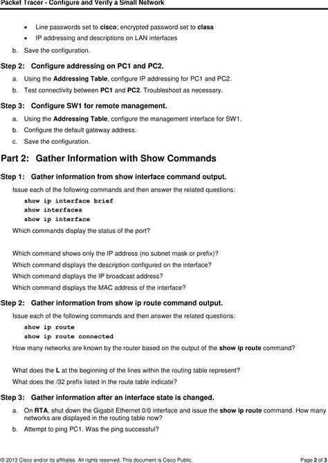1 1 4 5 Packet Tracer Configuring And Verifying A Small Network Instructions