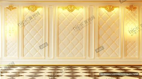 Ai创作图欧式 墙面 装饰 金色 格纹 地板 奢华 背景 纹理 室内 装修 空间 高档 典雅 精致 昵图网