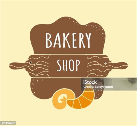 베이커리 가게 글자 텍스트가 있는 빵과 달콤한 페이스트리 주방 요리사 엠블럼 음식 준비 코스 사인 포장 라벨 디자인 손으로 그린 타이포그래피 요소 벡터 낙서 그림 빵집에