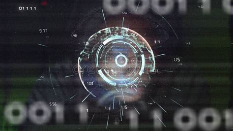 Rotating Circular Elements And Numerical Data In Futuristic Digital Animation Interface Stock