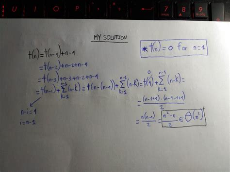 Algorithm Solving A Recurrence Relation Tn Tn 1 N 1 Stack