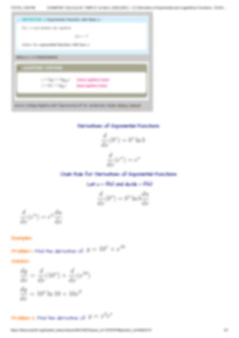 Solution Calculus 1 Derivative Of Exponential And Logarithmic