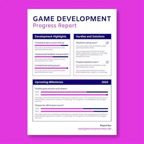 Free Vector Progress Report Template Design