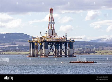 Midwater Semi Submersible Rig Transocean Sedco 712 Anchored In The