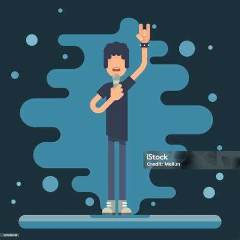 가수 퍼포머 독주자 아이콘크기 단단함 바위산 무거운 포크 음악 배경기술 가수에 대한 스톡 벡터 아트 및 기타 이미지 가수 개념 개념과 주제 Istock