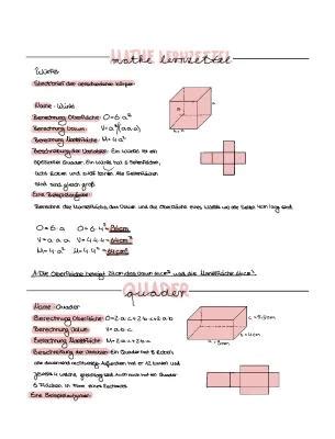 Einfach Erklärt Formelsammlung Geometrie Körper Volumen Und