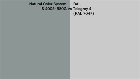 Natural Color System S 4005 B80g Vs Ral Telegrey 4 Ral 7047 Side By Side Comparison