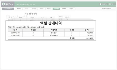 비즈샵 매장별 판매현황관리 프로그램매장정보 제품정보 거래처정보 판매입력 품목별매출 매장별매출 일별매출 월별매출