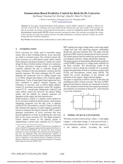 Enumeration Based Predictive Control For Buck Dc Dc Converter Pdf Mathematical Optimization