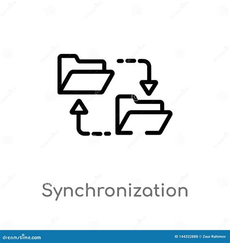 Outline Synchronization Vector Icon Isolated Black Simple Line Element