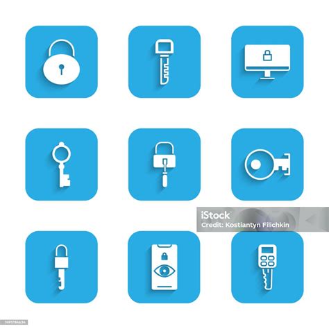 Set Lock Picks For Lock Picking Eye Scan Car Key With Remote Key Locked Old On Computer Monitor